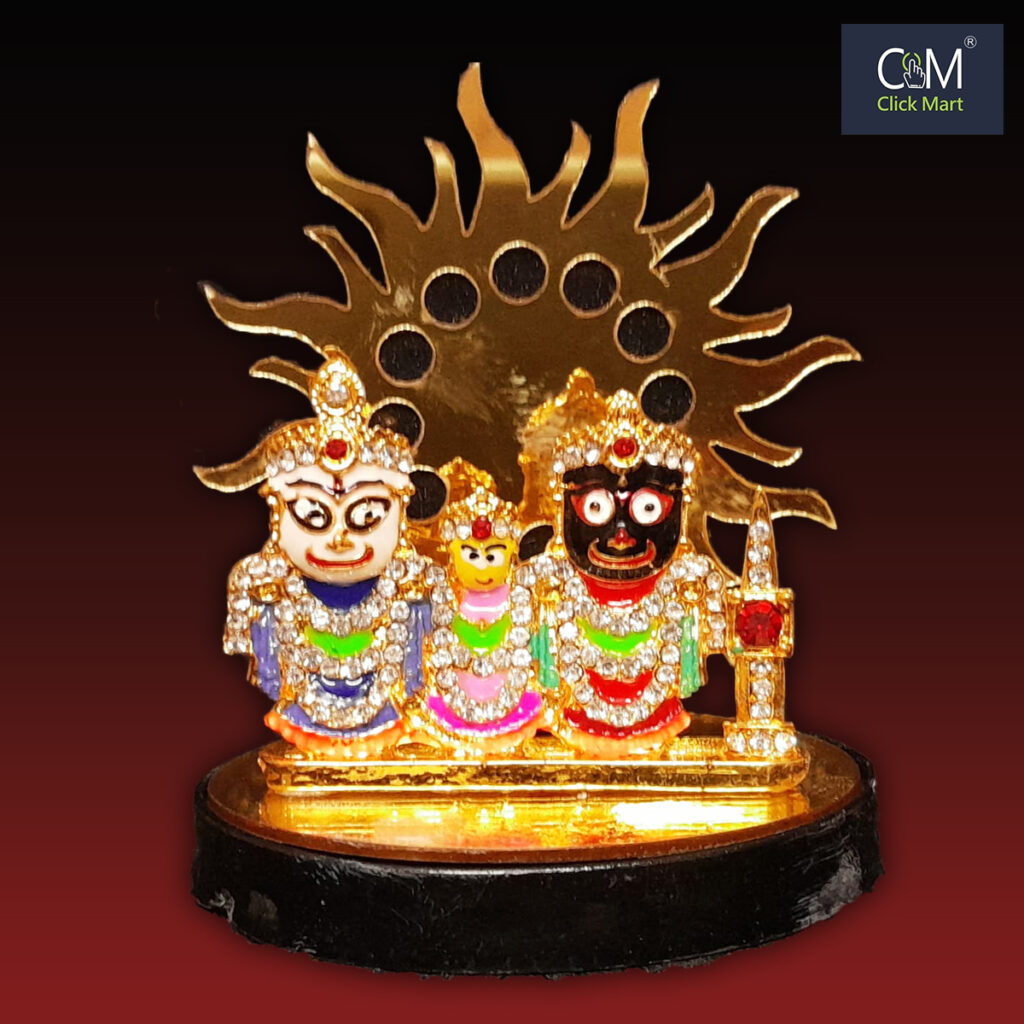 Metal Jagannatha, Balabhadra, Subhadra Idol Set with Sun-Background ...